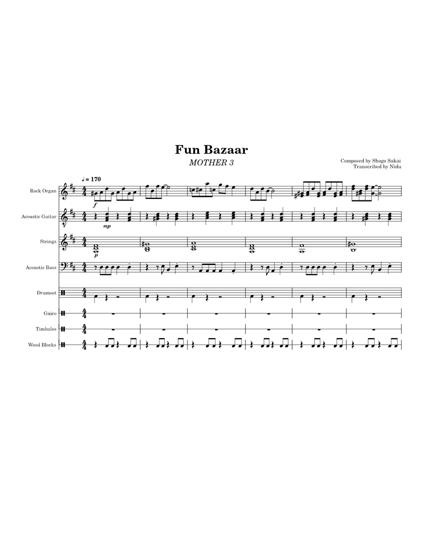 Fun Bazaar – Shogo Sakai - MOTHER 3 Sheet music for Organ, Trumpet in b ...