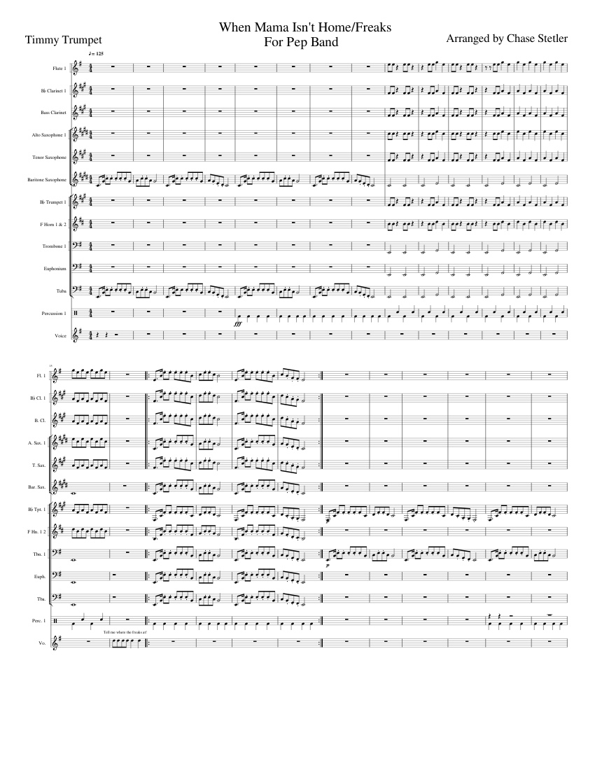 When Mama Isn't Home/Freaks by Timmy Trumpet (For Pep Band) Sheet music ...