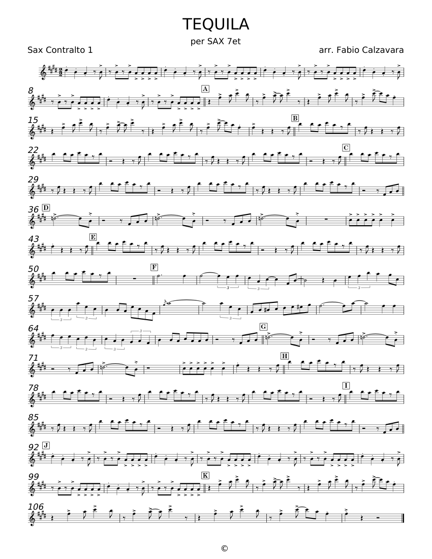 Tequila - Fabio Calzavara Sheet music for Saxophone alto (Solo ...