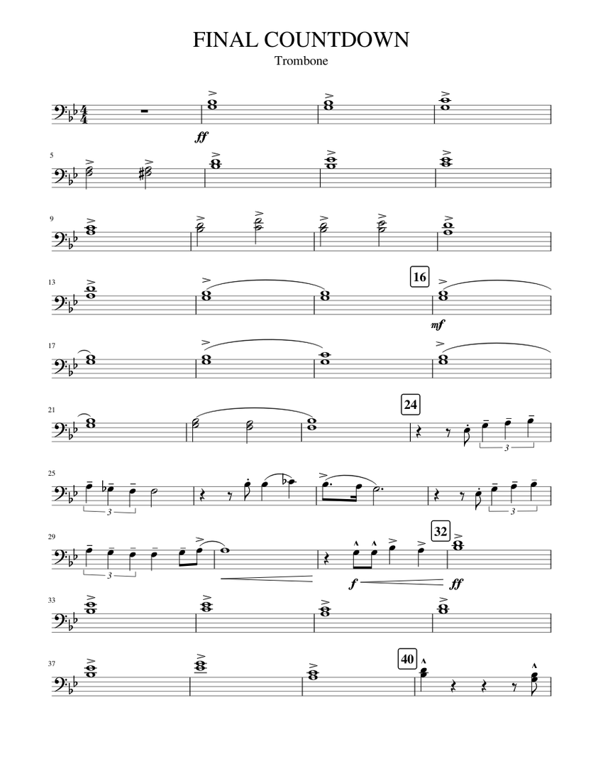 FINAL COUNTDOWN(트럼본) Sheet music for Saxophone (Alto) (Solo ...