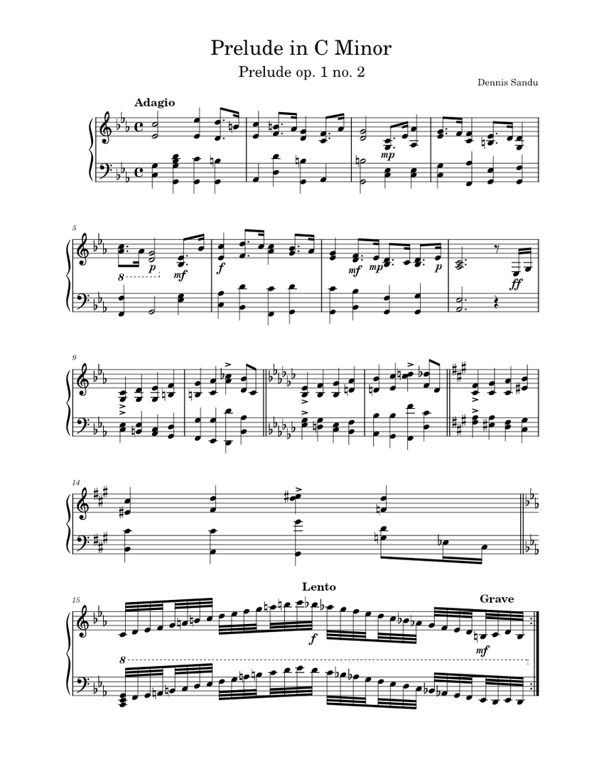 Prelude in C Minor - Prelude op. 1 no. 2 Sheet music for Piano (Solo ...