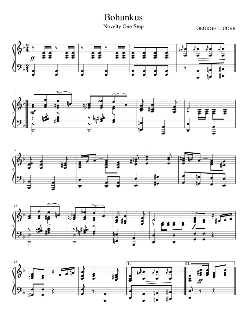 Bohunkus (1920) Sheet music for Piano (Solo) | Musescore.com