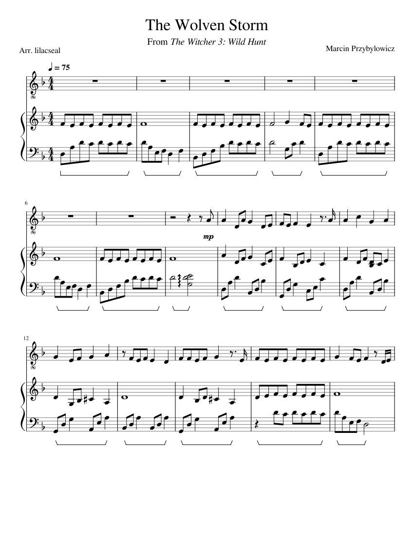 The Wolven Storm (From The Witcher 3: Wild Hunt) Sheet music for Piano ...