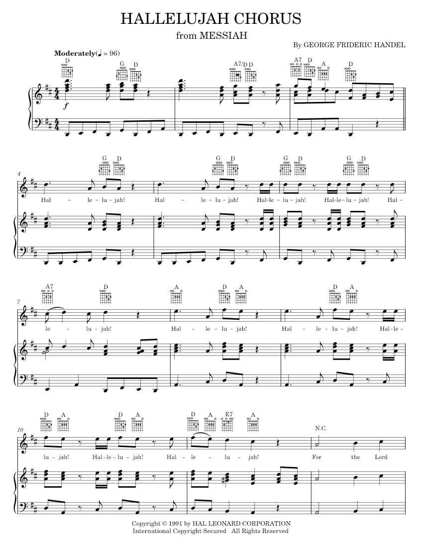 Play Official version of Hallelujah Chorus sheet music by Georg ...