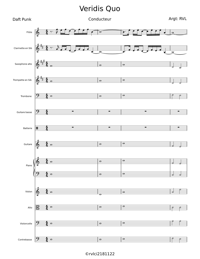 Veridis quo - Daft Punk Sheet music for Piano, Trombone, Flute ...