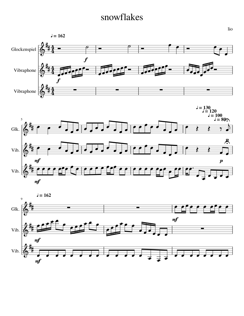 Snowflakes Sheet music for Vibraphone, Glockenspiel (Percussion Trio ...