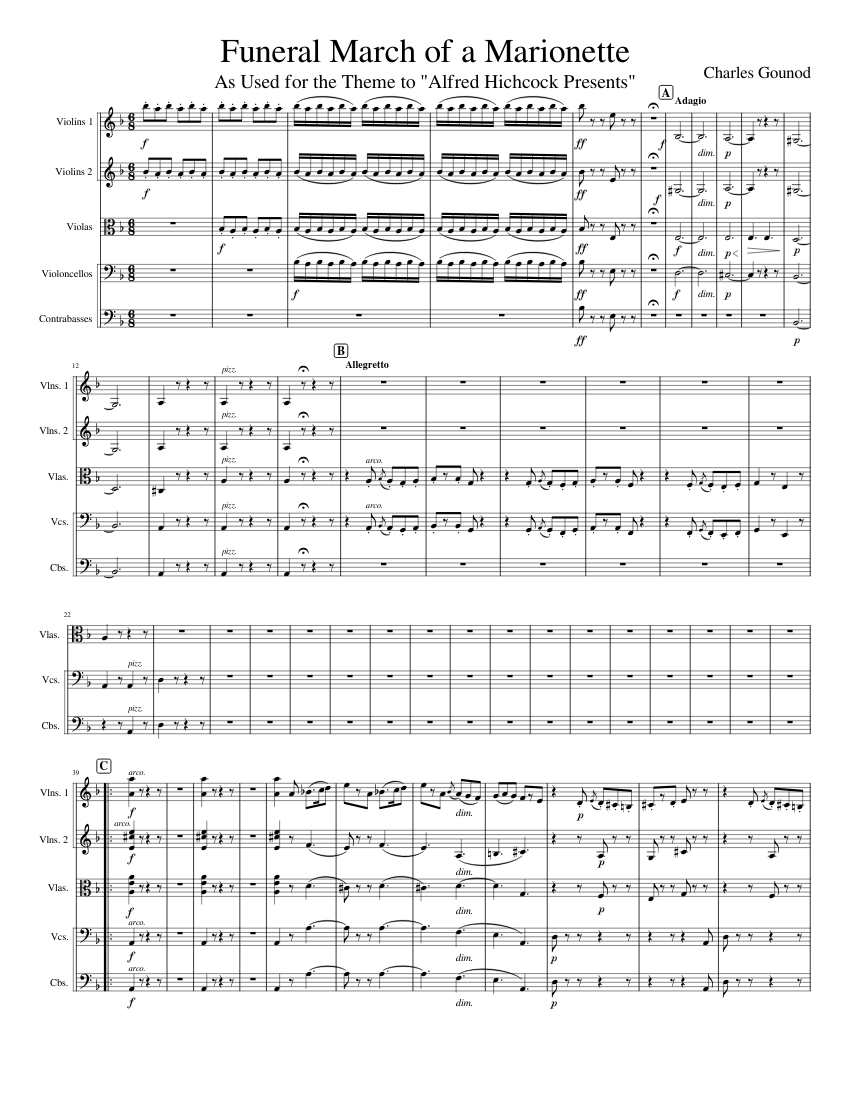 Funeral March of a Marionette String Sheet music for Strings group ...