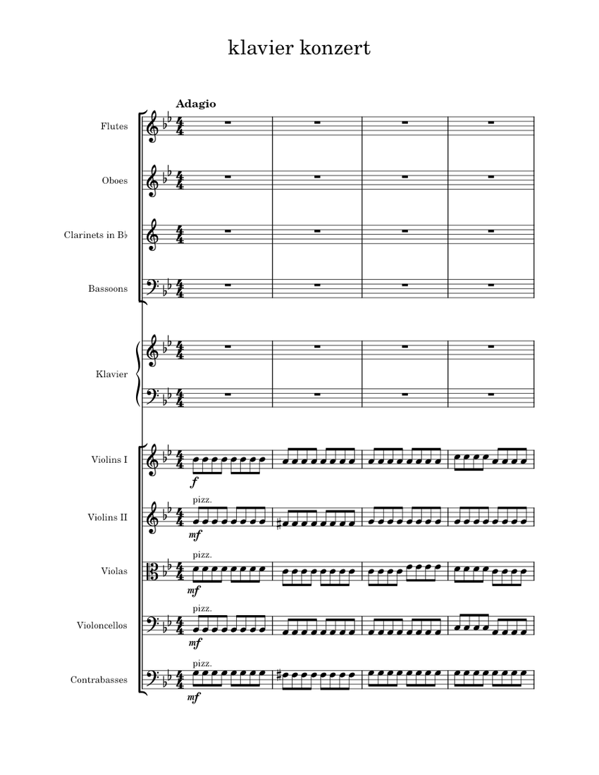 klavier konzert op 27 no 1 Sheet music for Piano, Flute, Oboe, Clarinet in b-flat & more ...