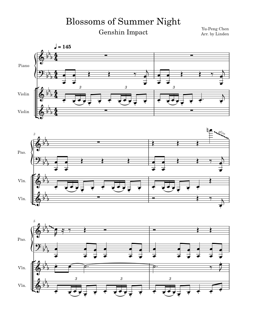 Blossoms of Summer Night – Dimeng Yuan from Genshin Impact Sheet music ...