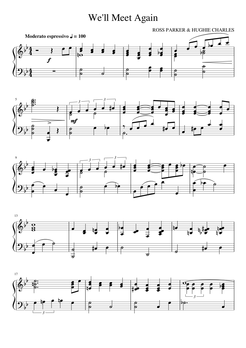 We'll Meet Again bes piano Sheet music for Piano, Vocals (Piano-Voice ...