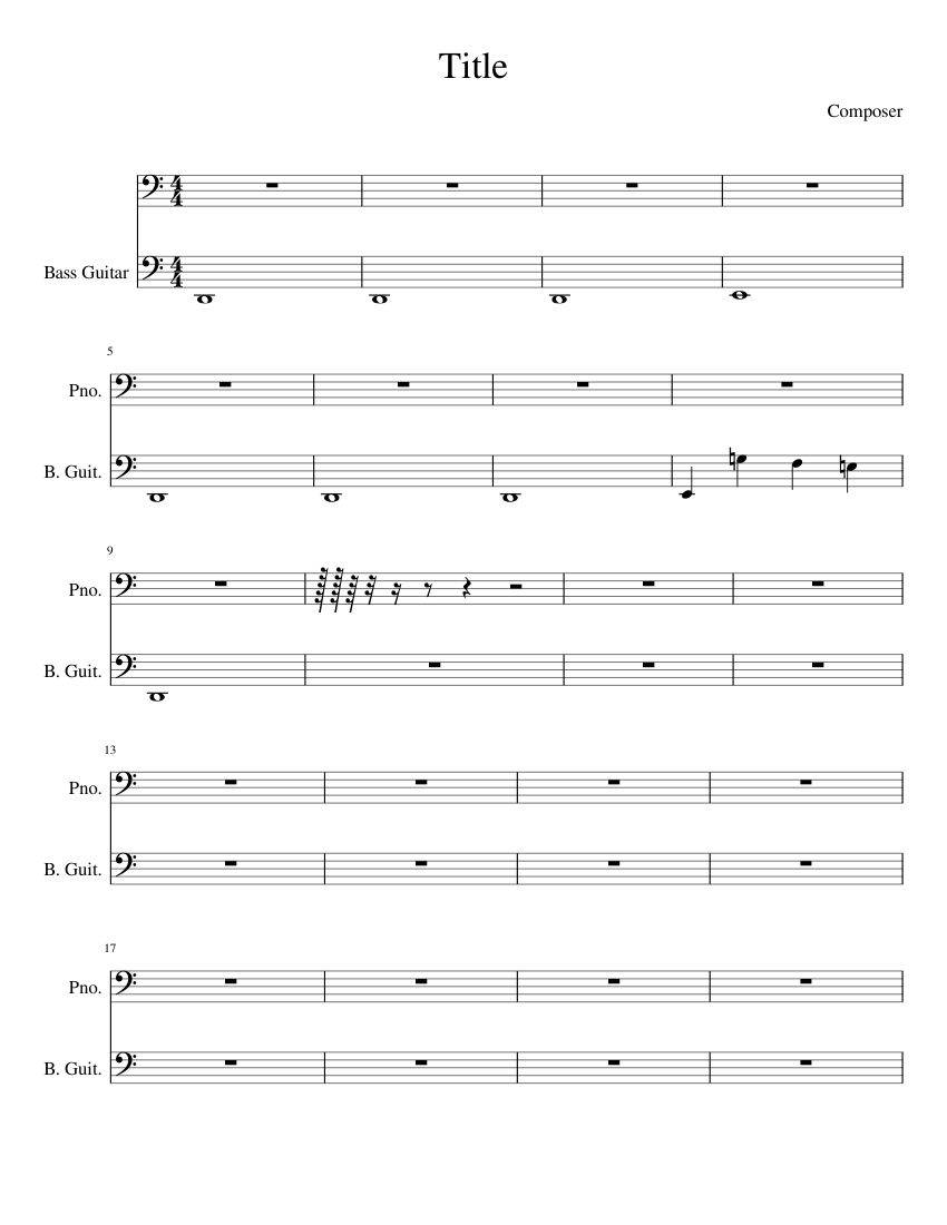 First piece of music Sheet music for Bass guitar (Solo) | Musescore.com