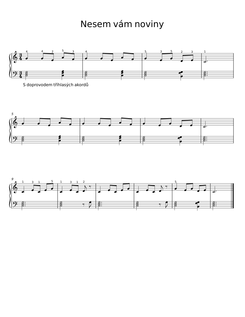 Nesem vám noviny Sheet music for Piano (Solo) Easy | Musescore.com