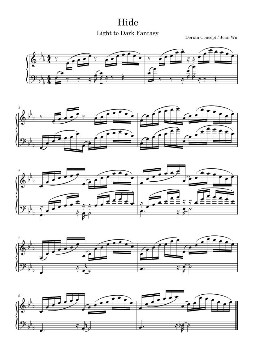 Hide (Light to Dark Fantasy) – Dorian Concept Sheet Music for Piano (Solo) | MuseScore.com