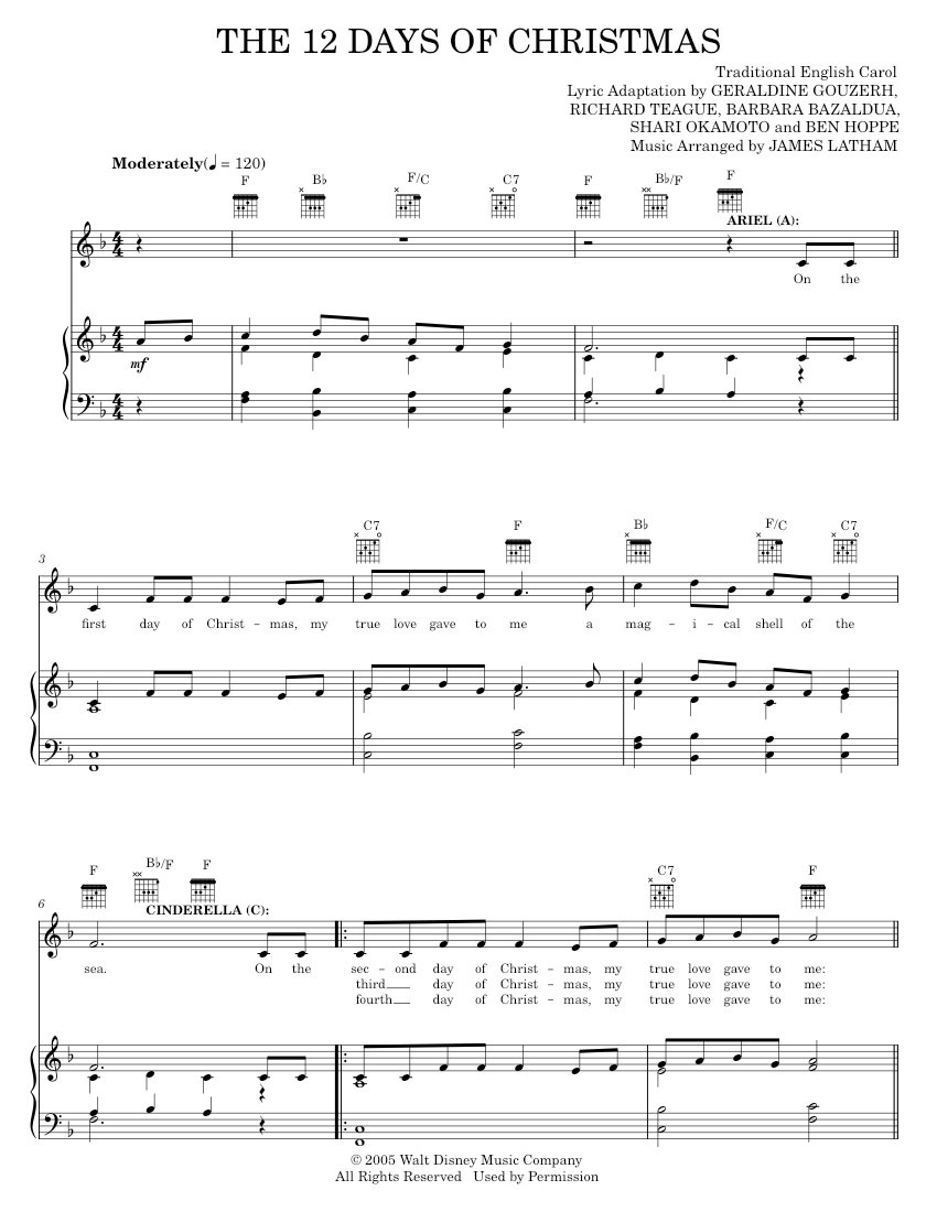 Play Official version of Twelve days of christmas Sheet Music by Misc ...