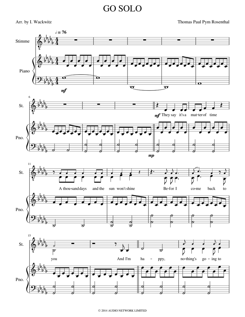 Go_solo Sheet music for Piano, Vocals (Piano-Voice) | Musescore.com