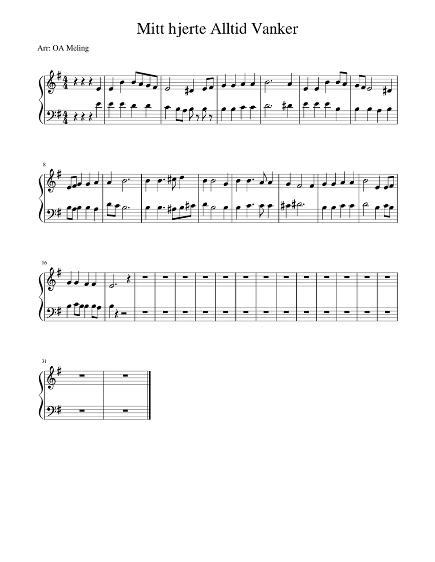 Mitt hjerte Alltid Vanker no 3 Sheet music for Piano (Solo) Easy | Musescore.com