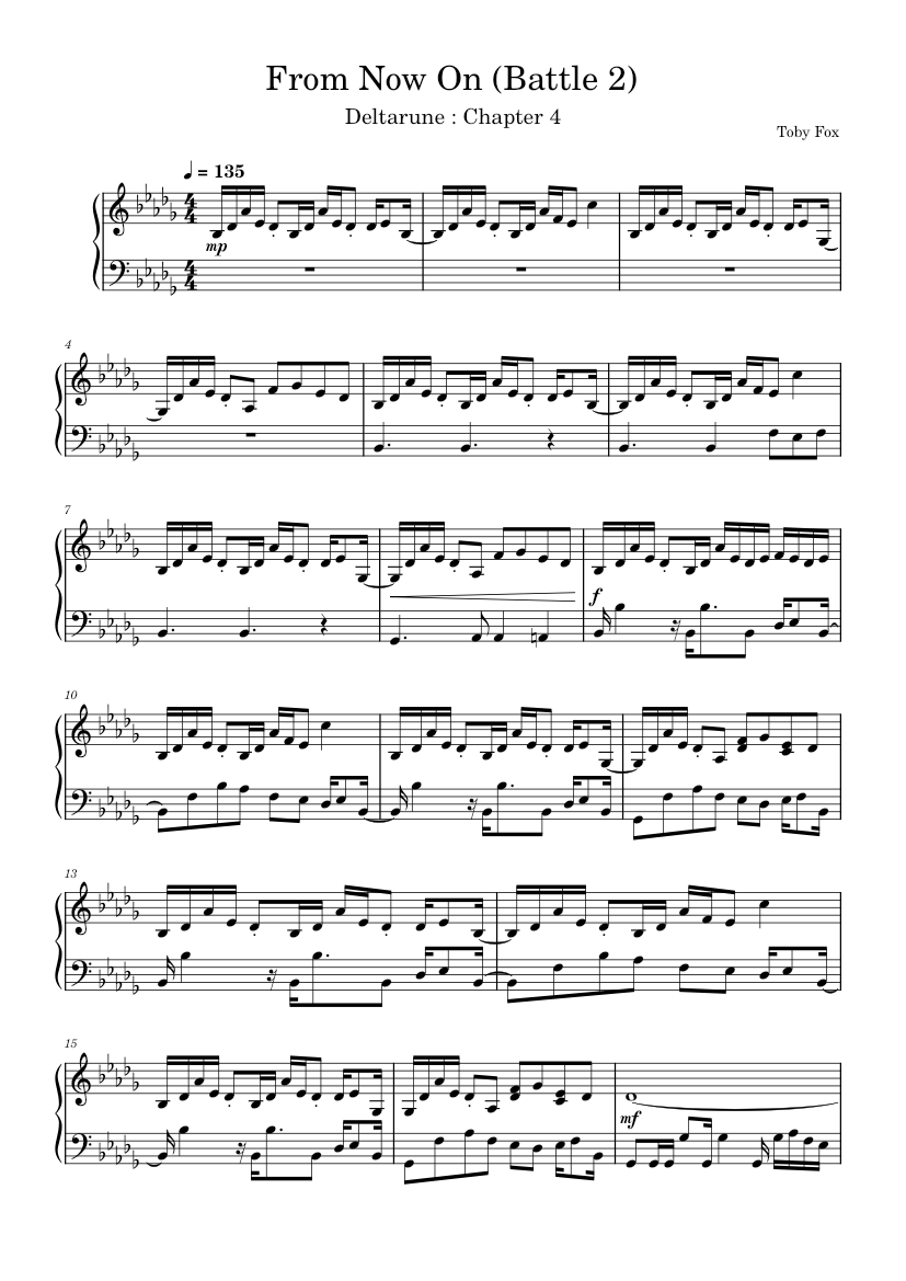 From Now On - Deltarune Chapter 3+4 Sheet Music for Piano (Solo ...