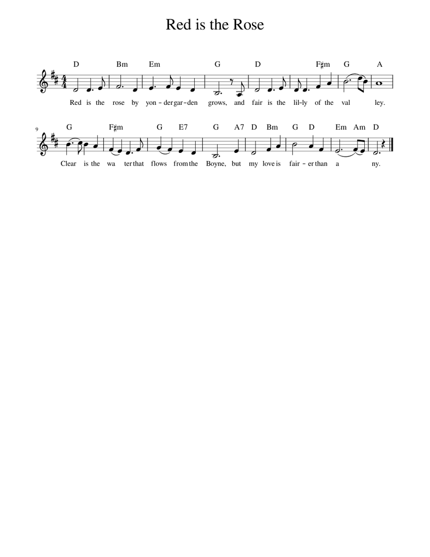 Red is the Rose Sheet music for Piano (Solo) Easy | Musescore.com