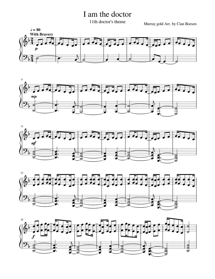 I am the doctor Sheet music for Piano (Solo) | Musescore.com