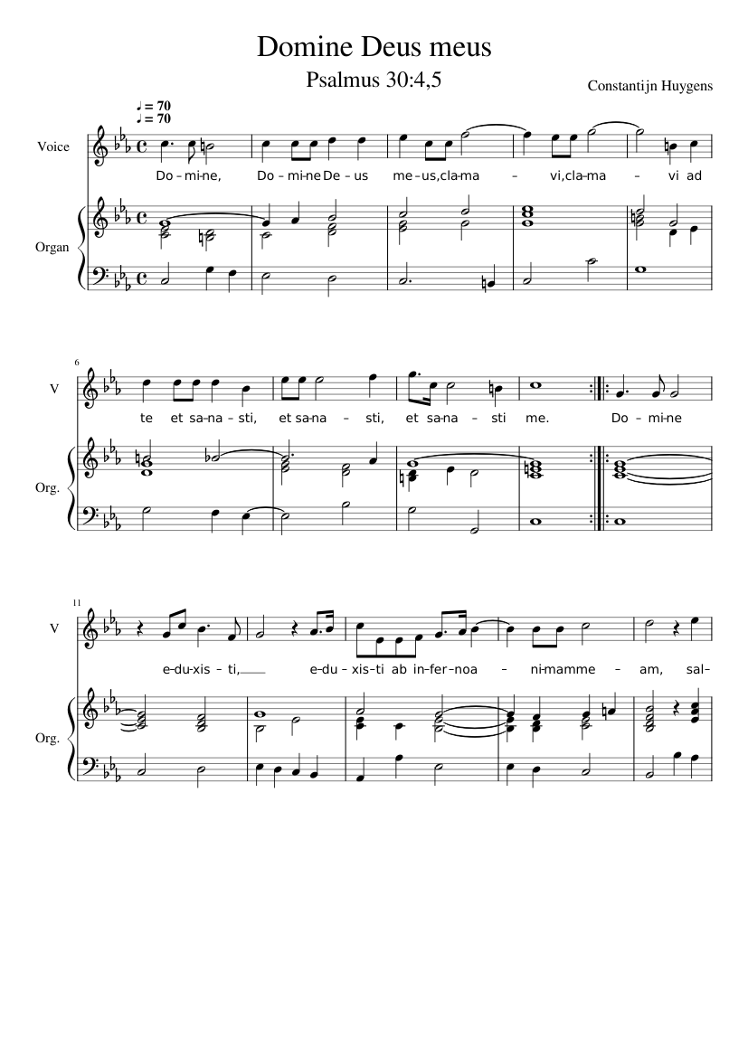Domine Deus meus - Constantijn Huygens Sheet music for Organ, Voice ...