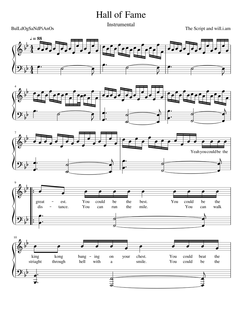 Hall of Fame Sheet music for Piano (Solo) | Musescore.com