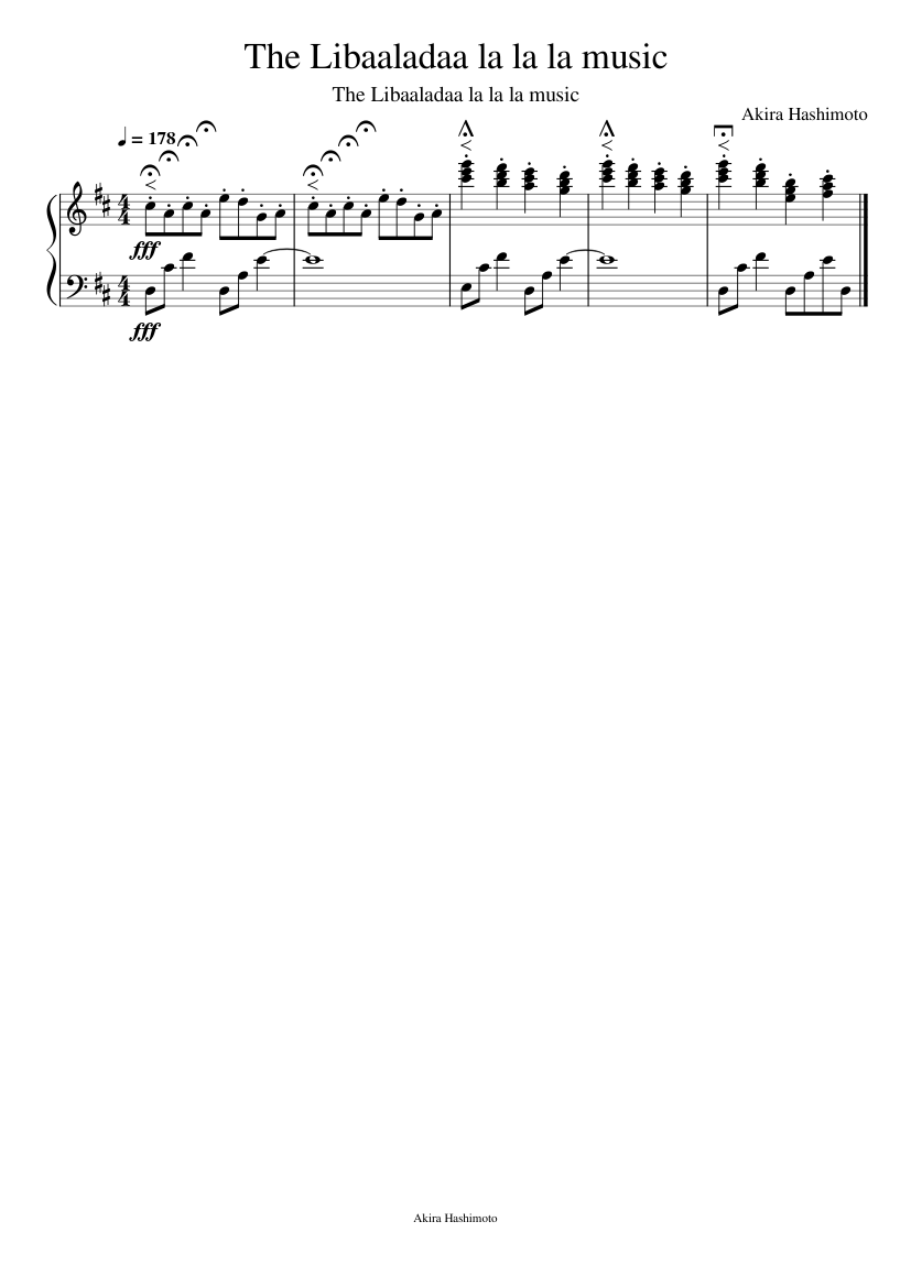 The Libaaladaa la la la music Sheet music for Piano (Mixed Duet) Easy ...