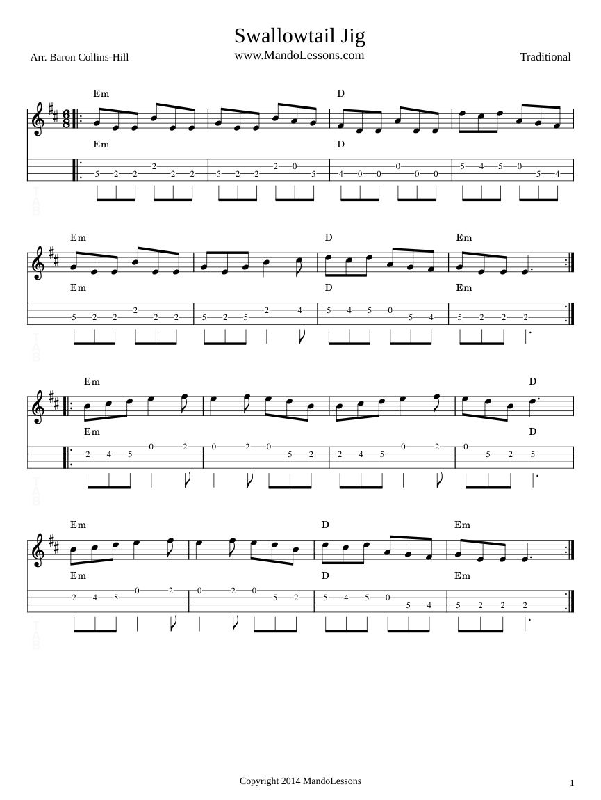 Swallowtail jig - Misc Traditional Sheet Music for Bass guitar ...