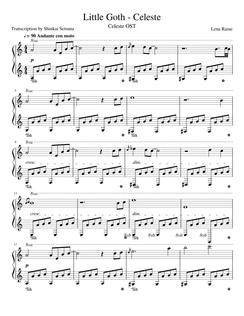 Little Goth - Celeste Sheet Music for Piano (Solo) | MuseScore.com