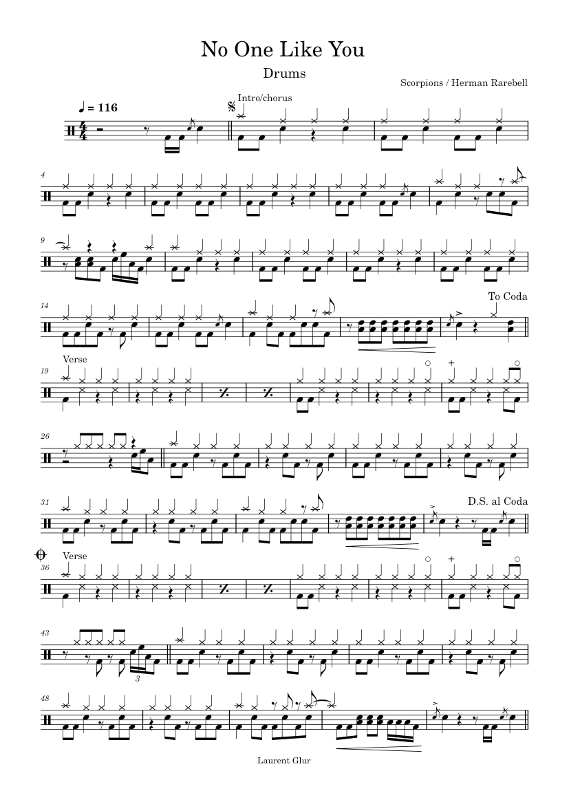 No one like you – Scorpions Sheet music for Drum group (Solo ...