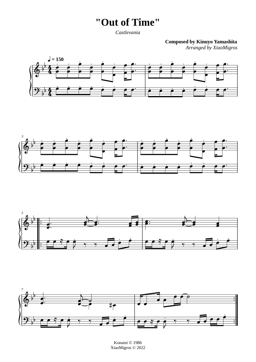 Out of Time - Castlevania Sheet music for Piano (Solo) | Musescore.com