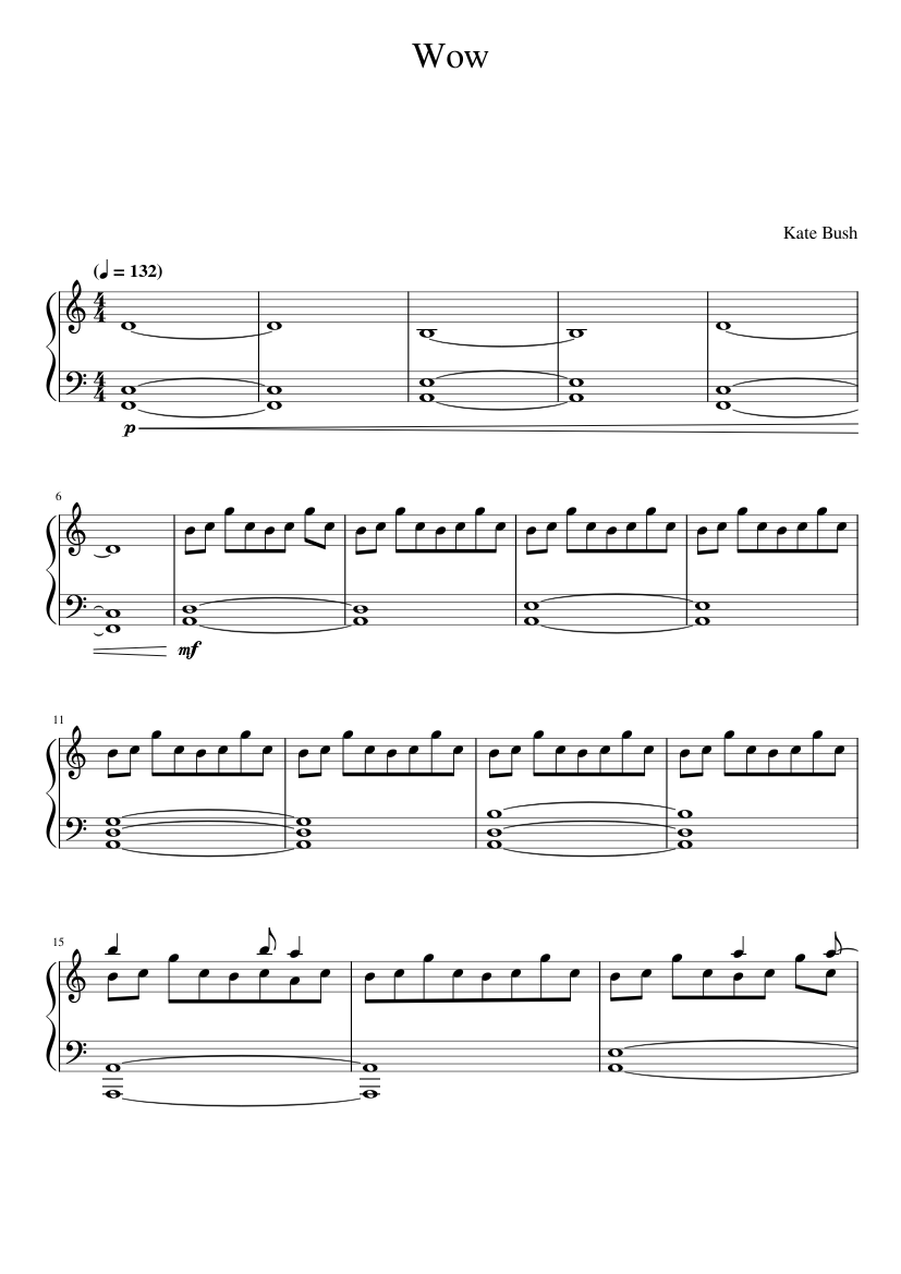 Wow – Kate Bush Sheet music for Piano (Solo) | Musescore.com