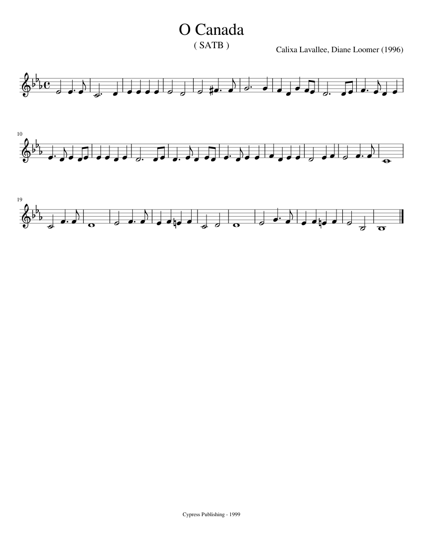 O Canada ALTO Sheet music for Piano (Solo) | Musescore.com