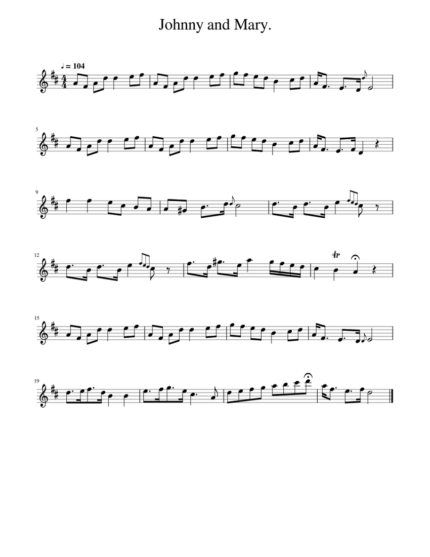 Johnny and Mary. Sheet music for Piano (Solo) Easy | Musescore.com