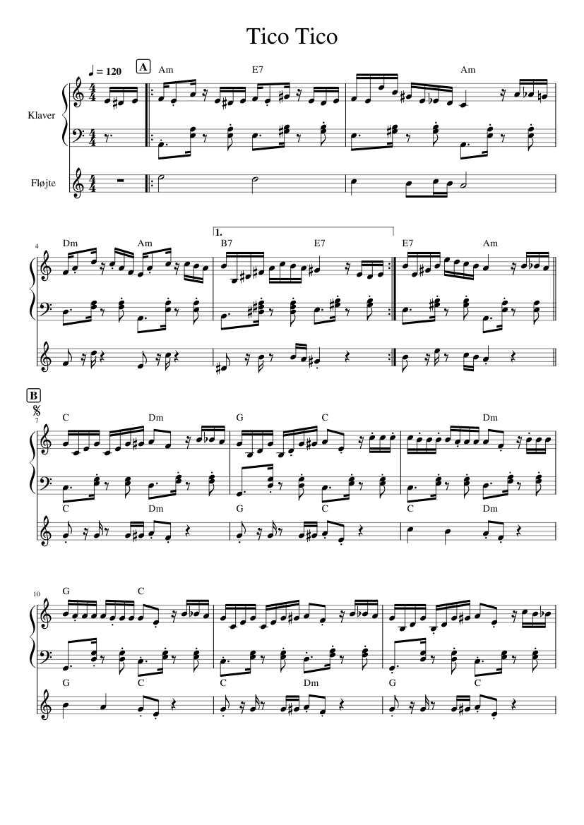 Tico Tico – Misc tunes Sheet music for Piano, Flute (Solo) | Musescore.com