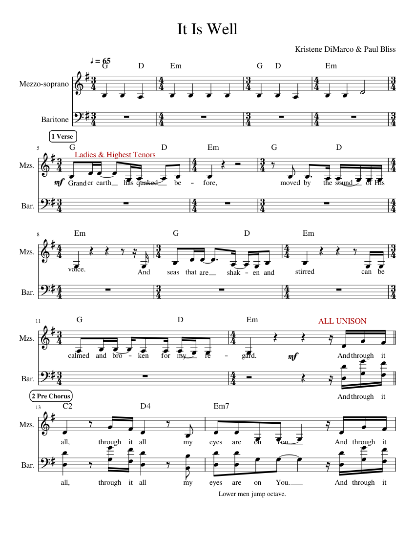 It Is Well Sheet music for Baritone, Mezzo soprano (Choral) | Musescore.com