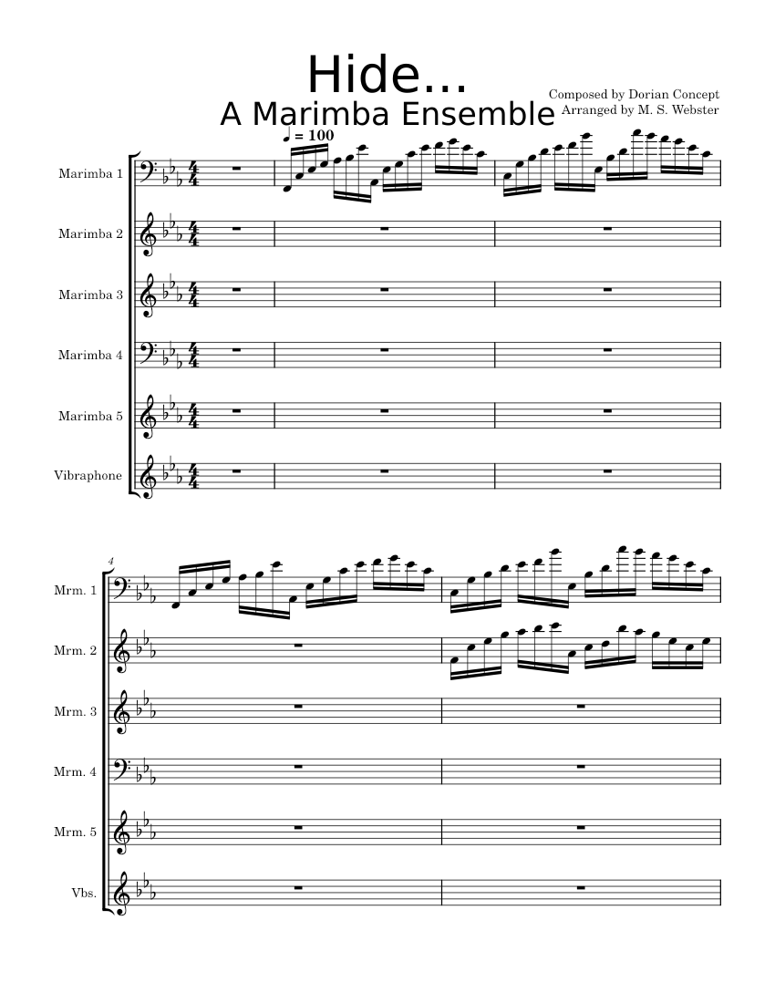 Hide – Dorian Concept Sheet Music for Violin, Marimba (Percussion ...