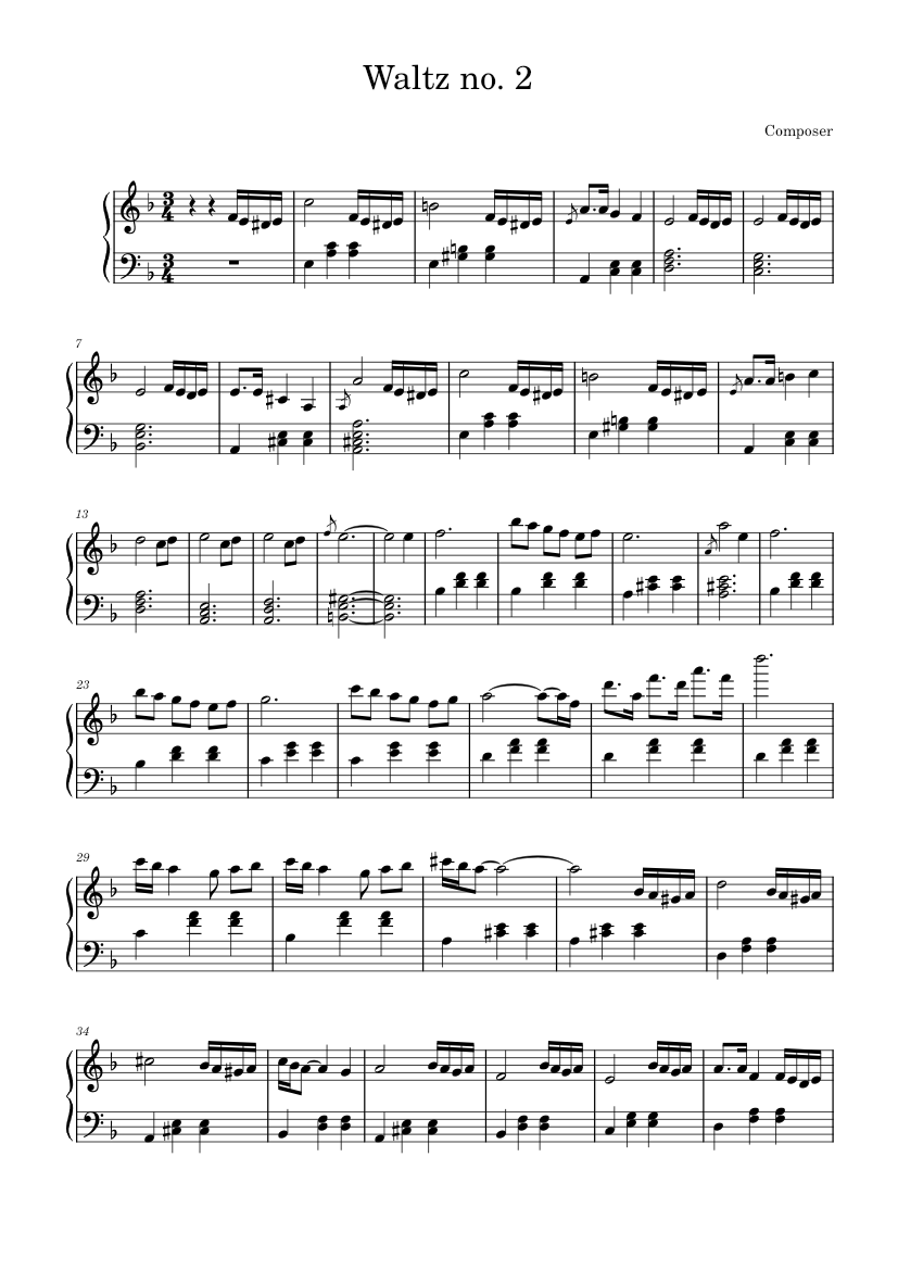 Waltz no. 2 Sheet music for Piano (Solo) Easy | Musescore.com