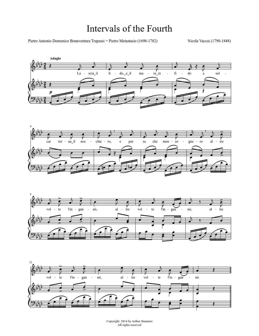 Vaccai - Intervals of the Fourth - A flat Major Sheet music for Piano ...