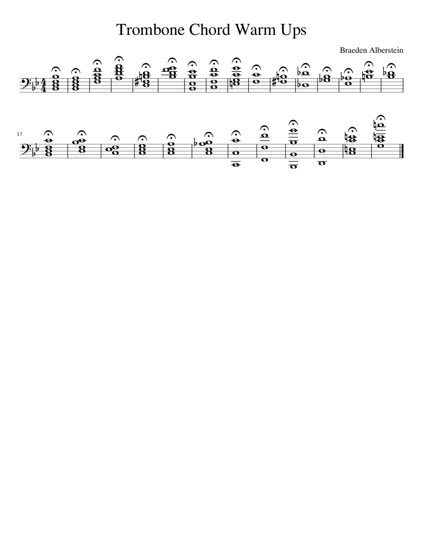 Trombone Chord Warm Ups Sheet music for Baritone horn (Solo ...