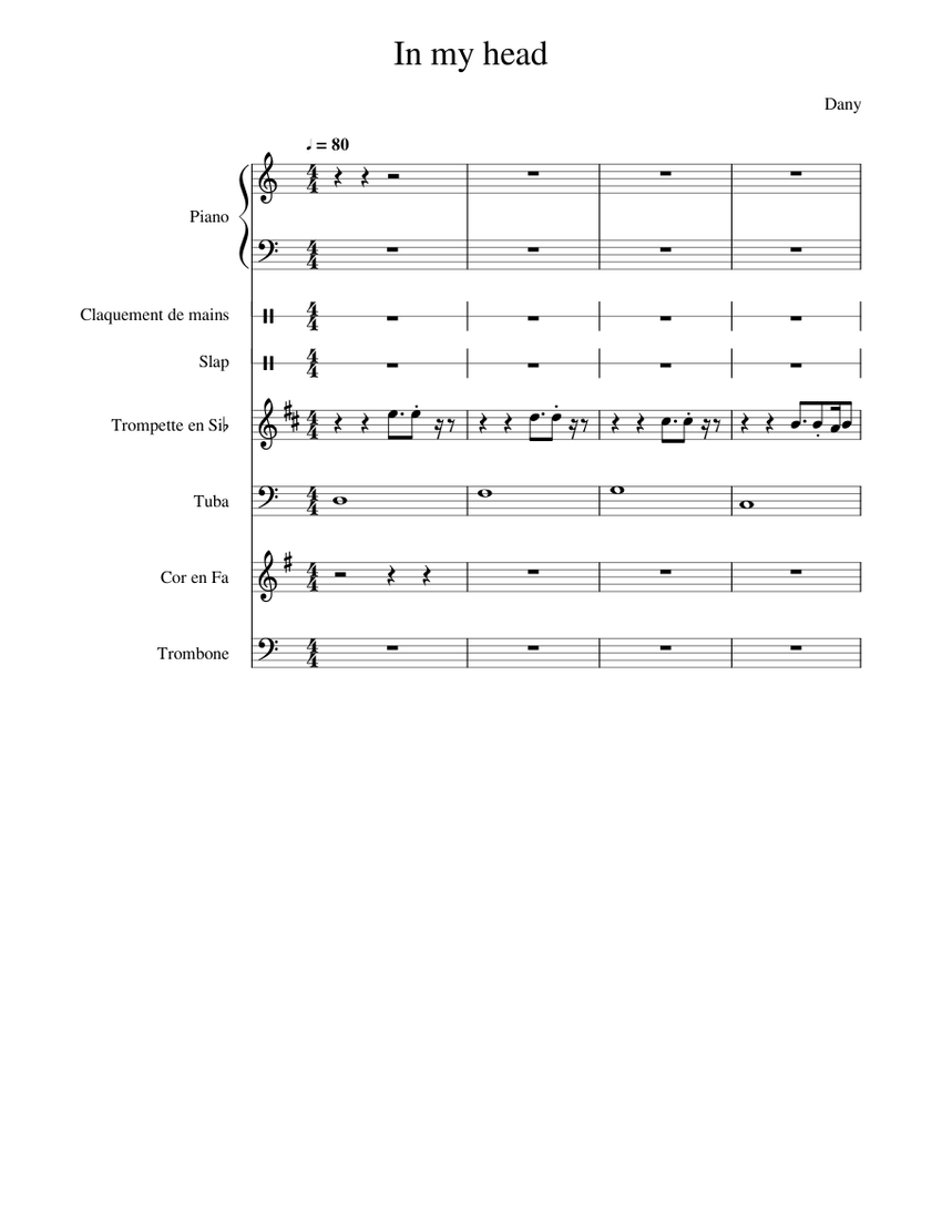In my head Sheet music for Piano, Trombone, Tuba, Trumpet in b-flat ...