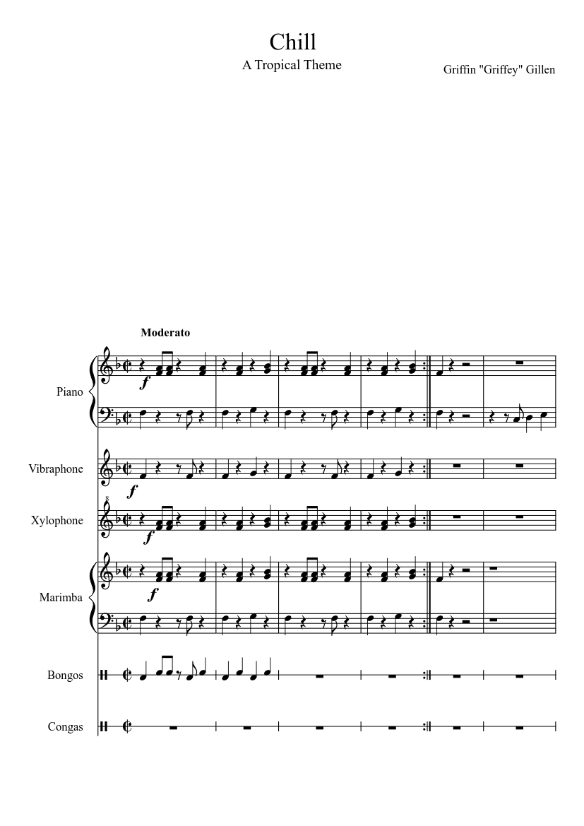 Chill (A Tropical Theme) Sheet music for Piano (Solo) | Musescore.com