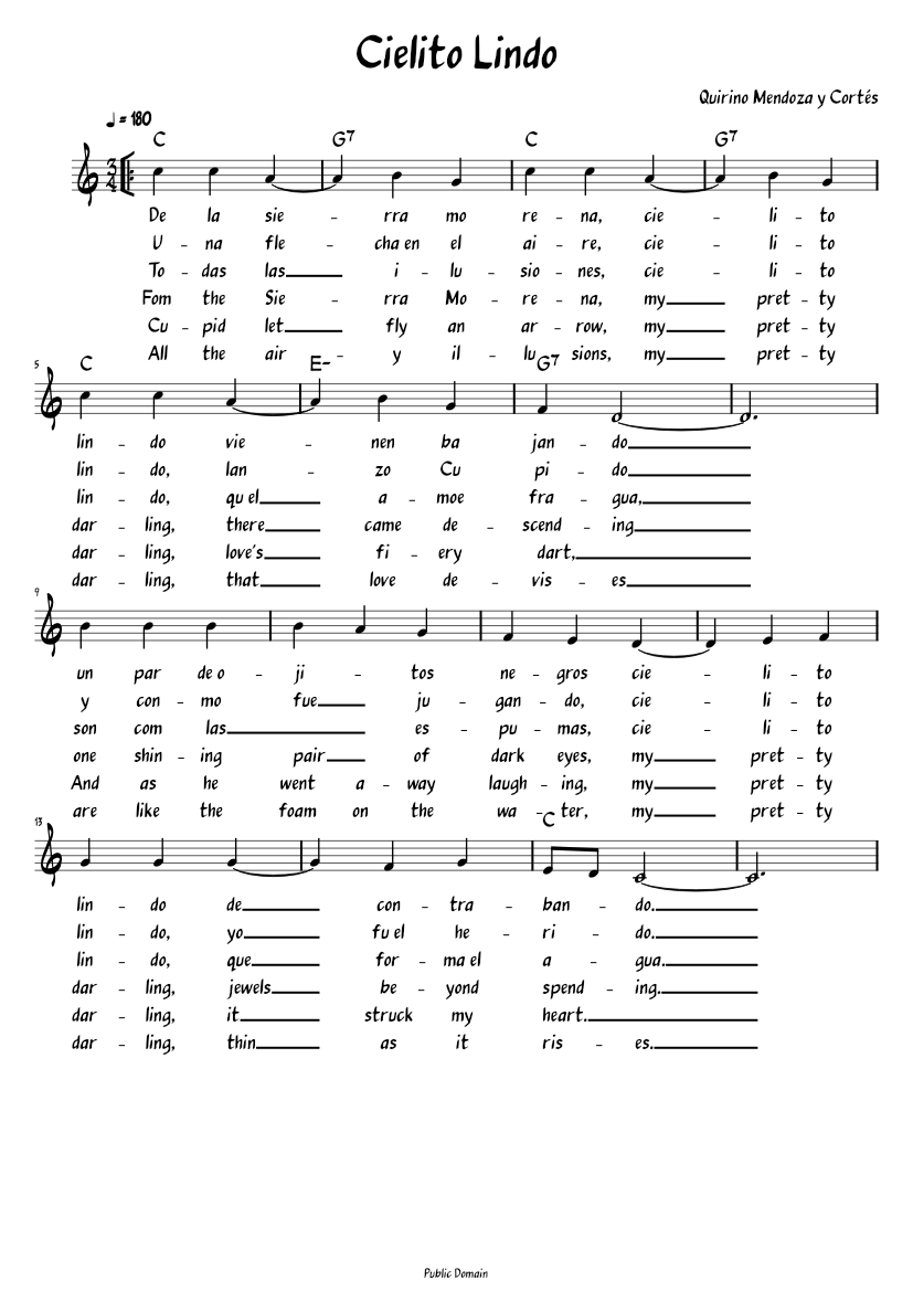 Cielito Lindo (Lead sheet with lyrics ) Sheet music for Piano (Solo) Easy | Musescore.com