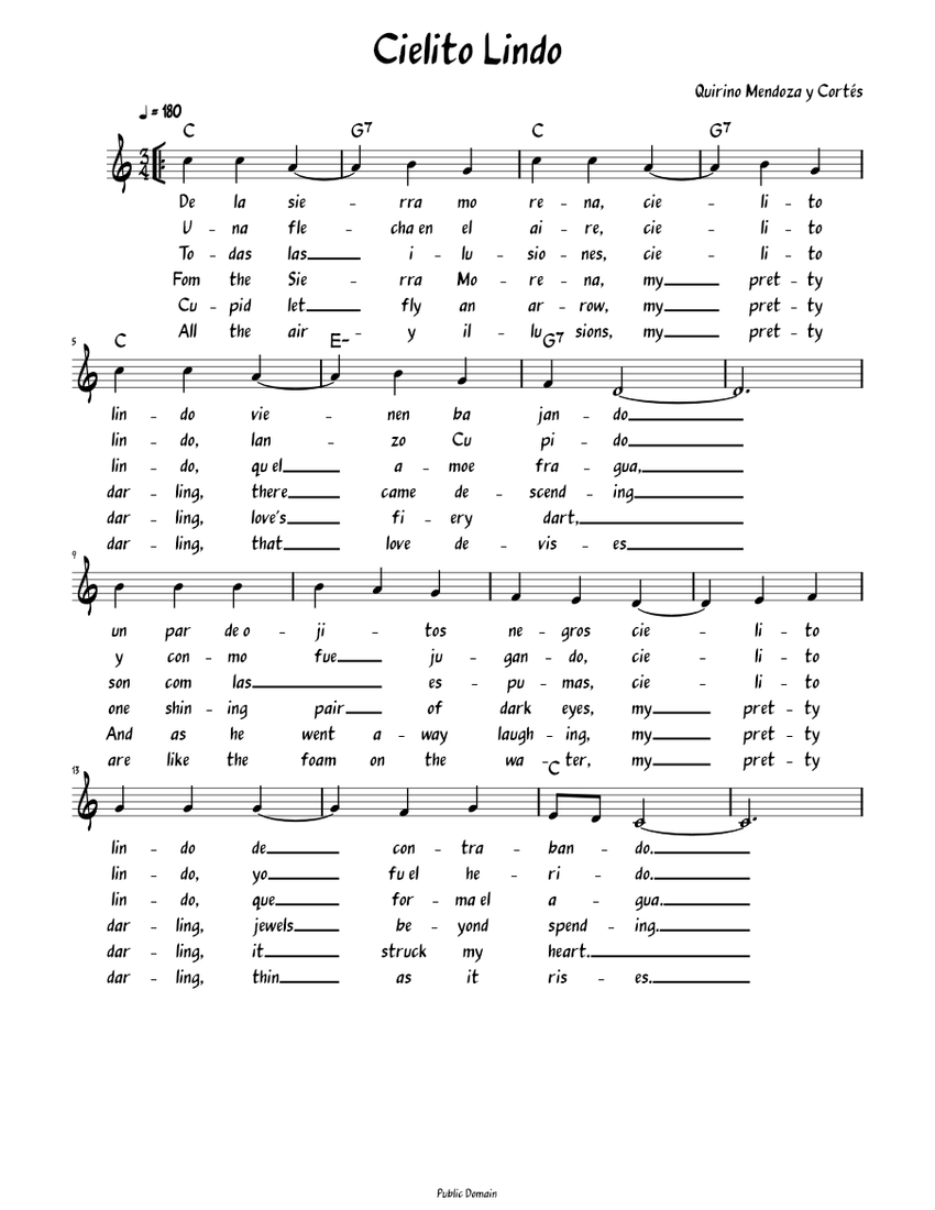 Cielito Lindo (Lead sheet with lyrics ) Sheet music for Piano (Solo) | Musescore.com