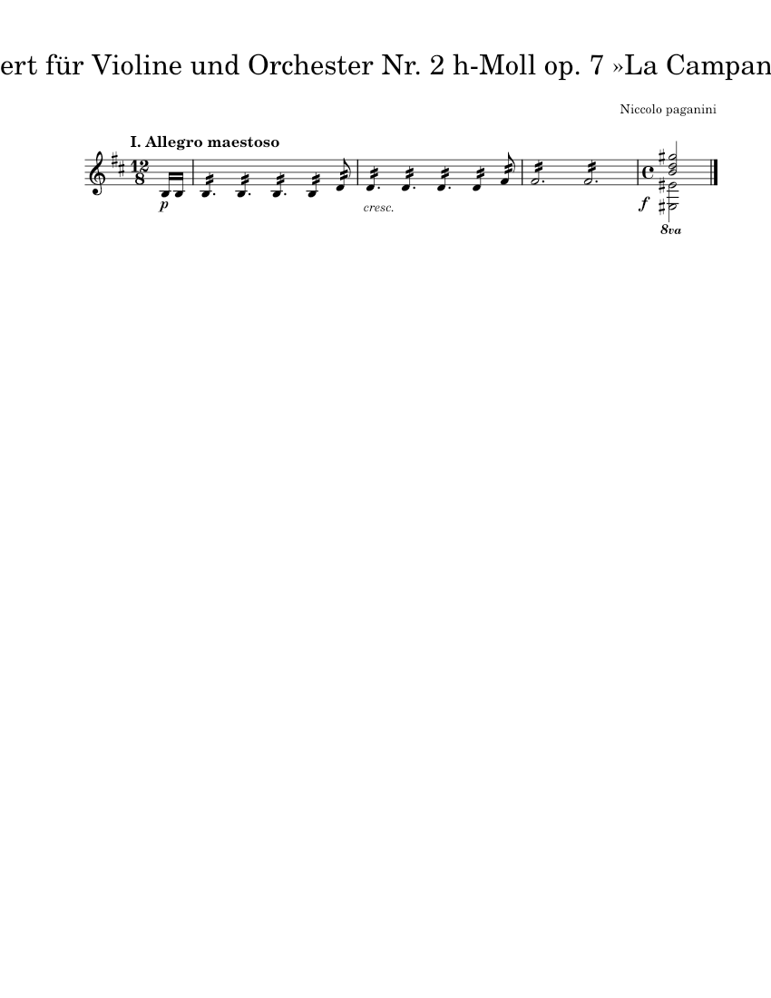 Violin Concerto No 2, op. 7 (La Campanella) – Niccolò Paganini I. (Unfinished) Sheet Music for ...