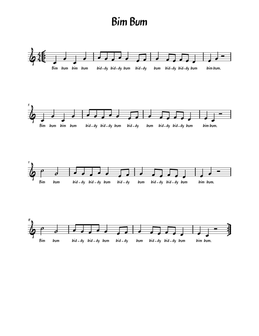 Bim_Bum Sheet music for Piano (A Capella) | Musescore.com