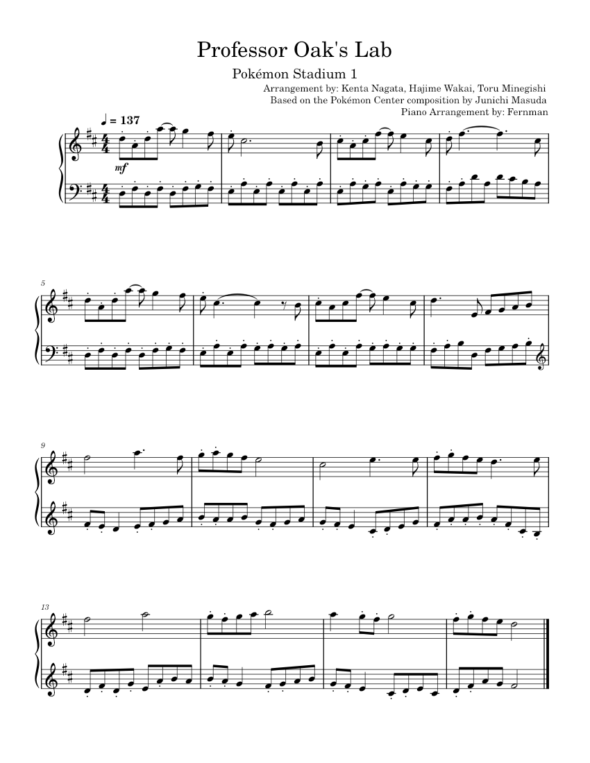 Professor Oak's Lab - Pokemon Stadium 1 – (Pokemon Center) Sheet music ...