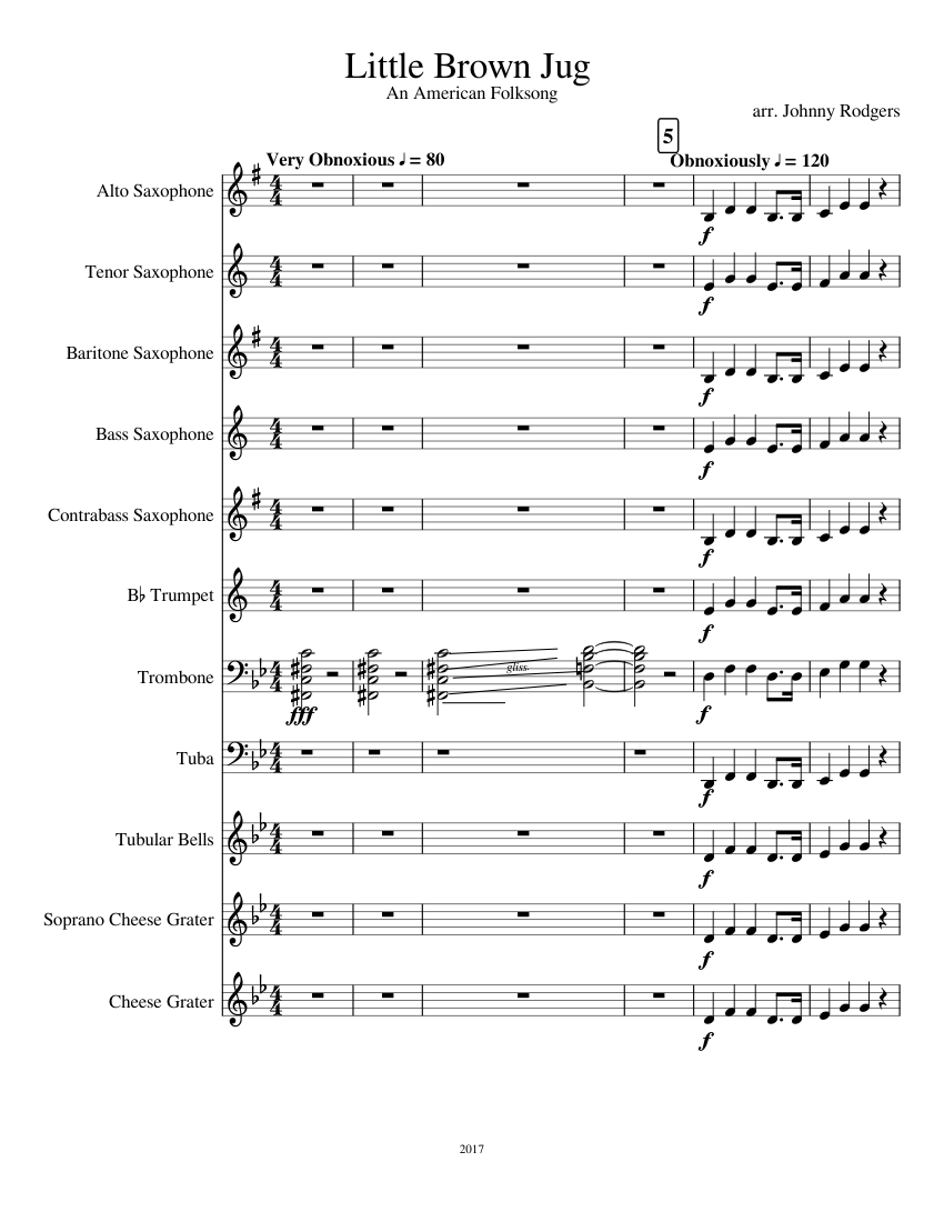 Little Brown Jug (Tubular Jugs) Sheet music for Trombone, Tuba ...