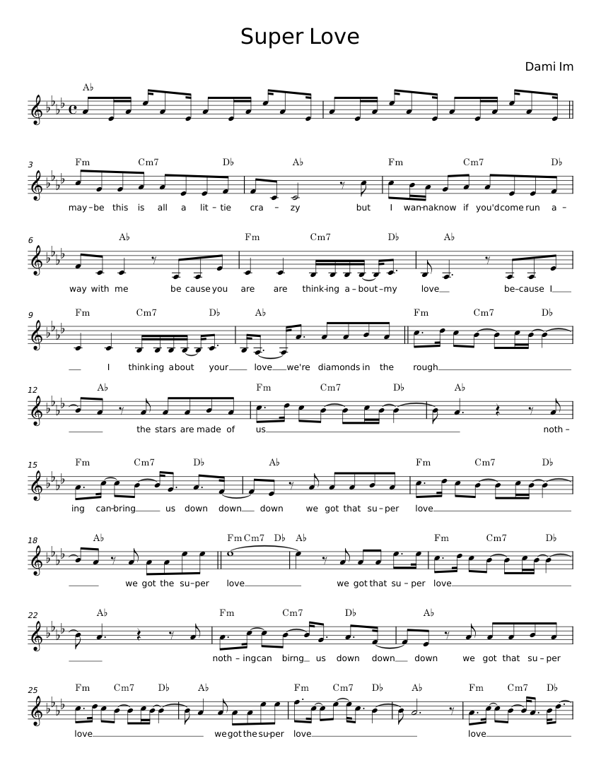 Super love - Dami Im Sheet music for Piano (Solo) Easy | Musescore.com