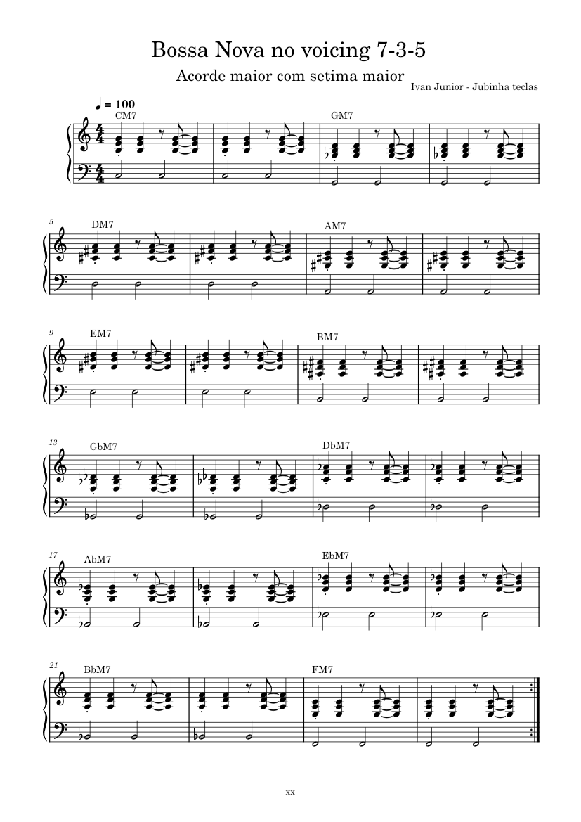 Bossa Nova no voicing 7-3-5 Sheet music for Piano (Solo) Easy | Musescore.com