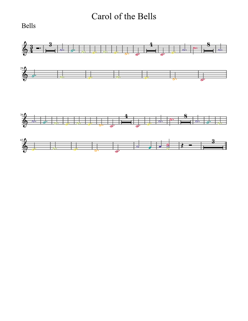 Carol of the Bells Sheet music for Handbells (Solo) | Musescore.com